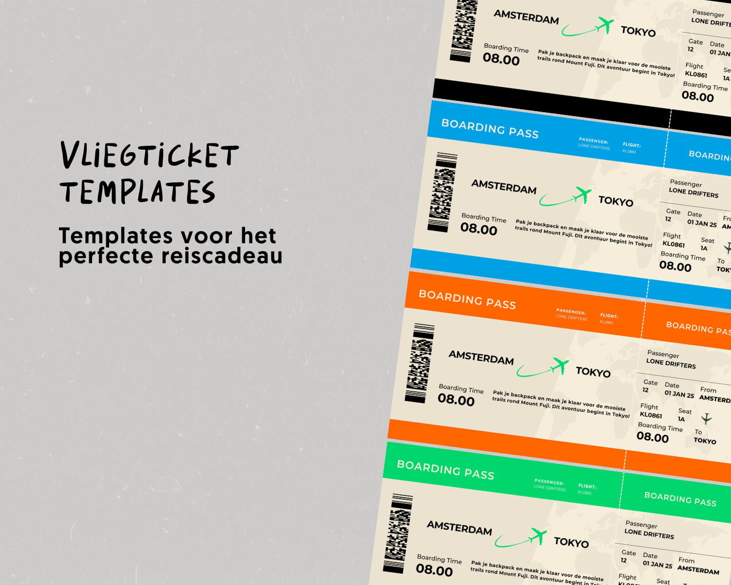 Bewerkbare vliegticket cadeaubon – Boarding Pass Canva template – The ...